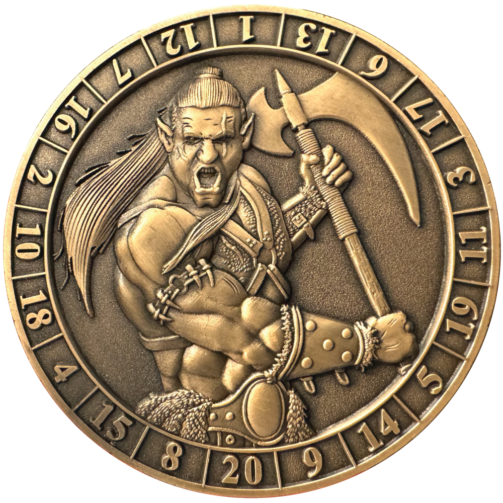 Dice Coin d20 Male Half-Orc Barbarian – Goliath Coins