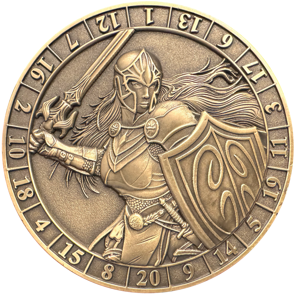 Dice Coin d20 Female Human Fighter – Goliath Coins