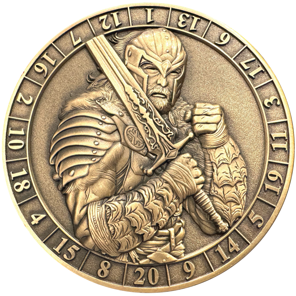 Dice Coin d20 Male Human Fighter – Goliath Coins